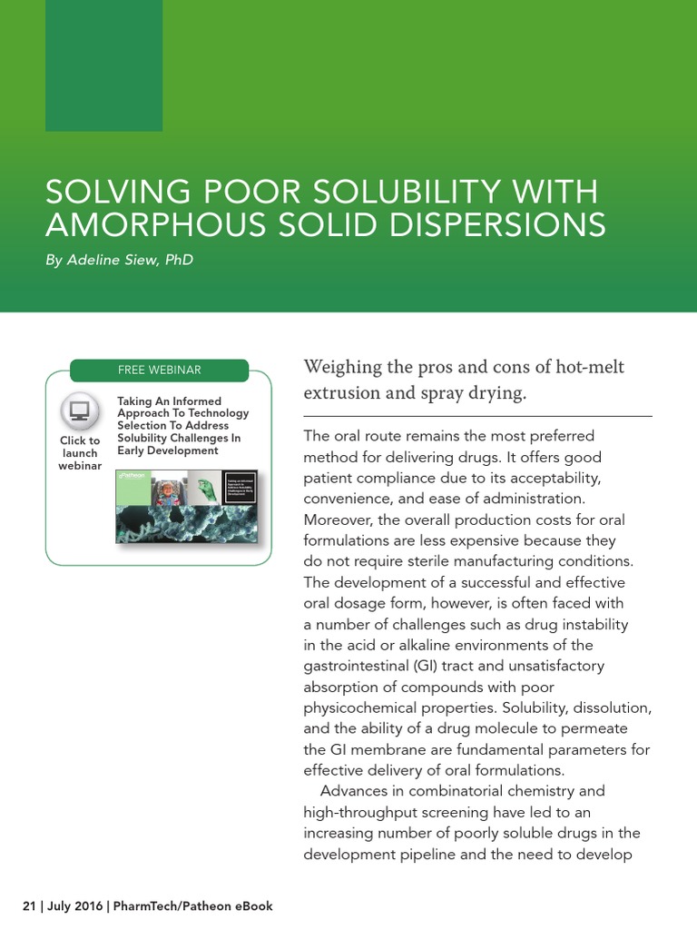 Solving Poor Solubility With Amorphous Solid Dispersions | PDF