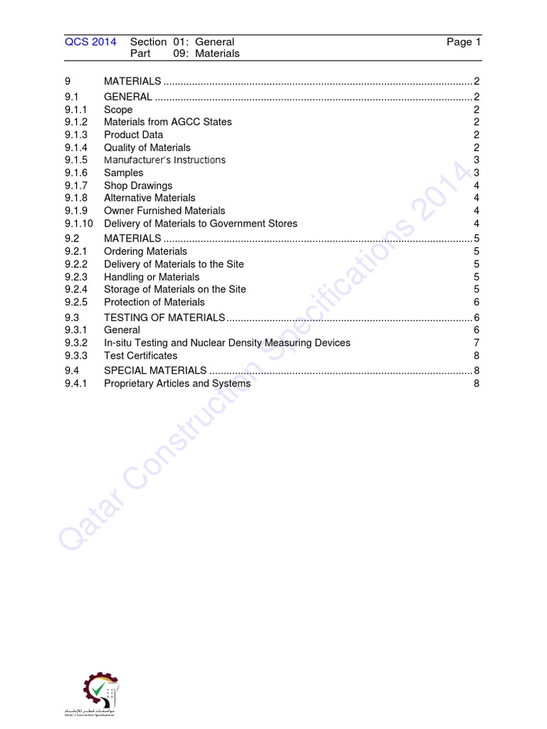 01-9 QCS 2014 | PDF | Specification (Technical Standard) | General Contractor