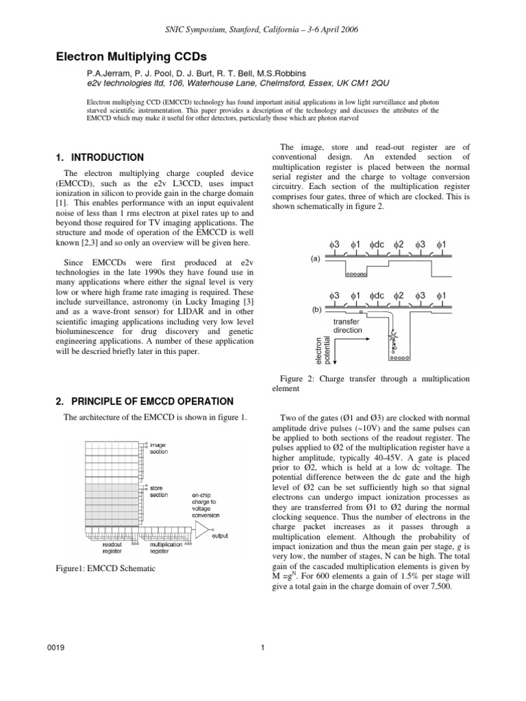 Electron Multiplying CCDS: Snic Symposium, Stanford, California - 3-6 ...