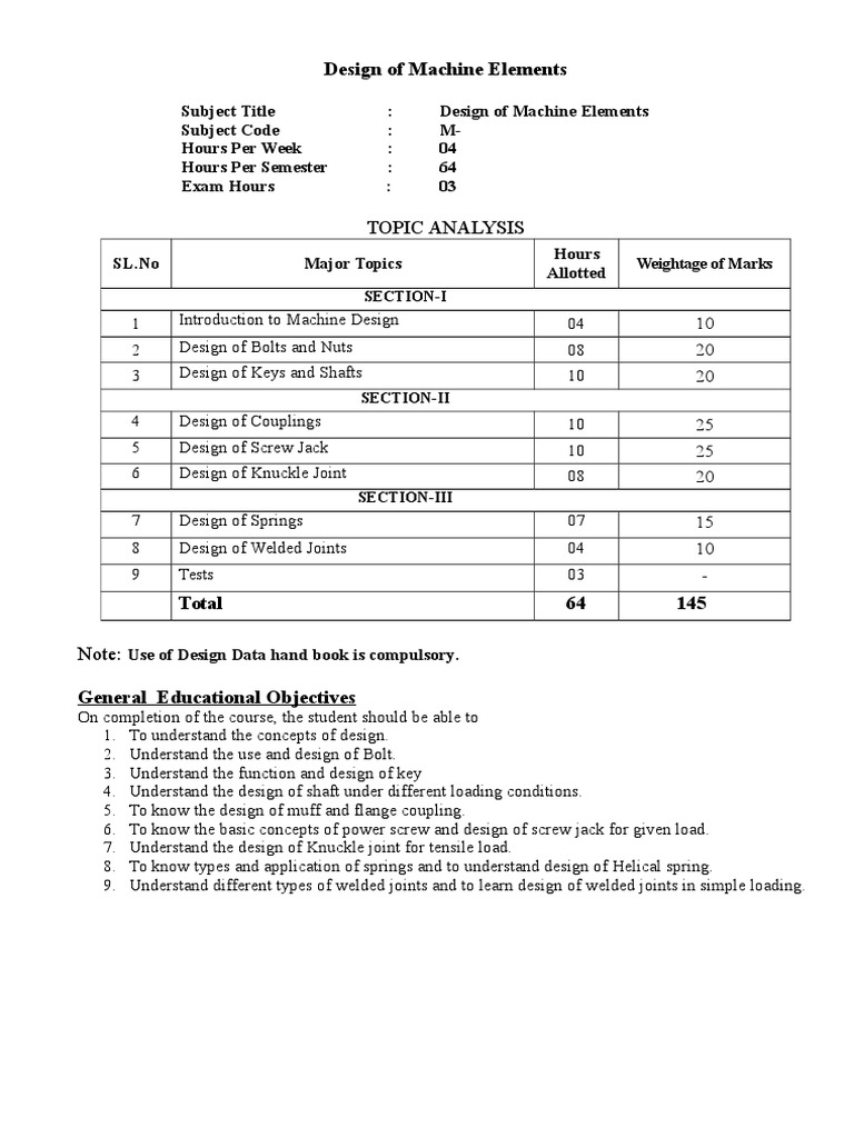 Design of Machine Elements | PDF | Screw | Stress (Mechanics)