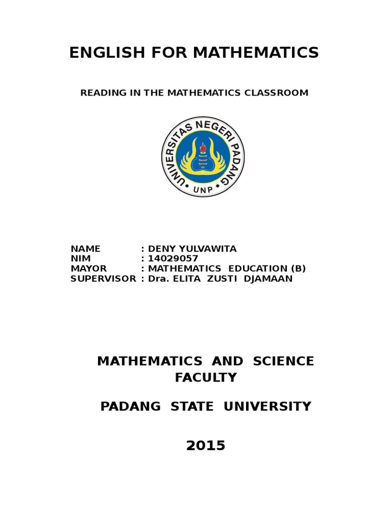 English For Mathematics Cover | PDF