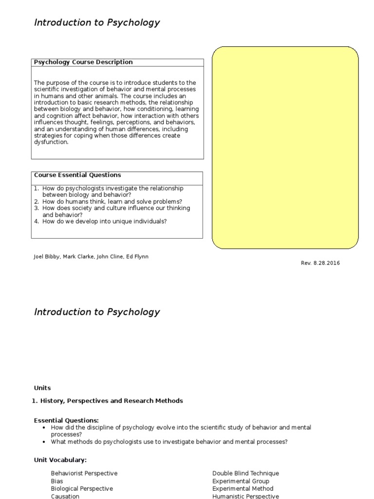 Introduction to Psychology Course Overview | PDF | Classical ...