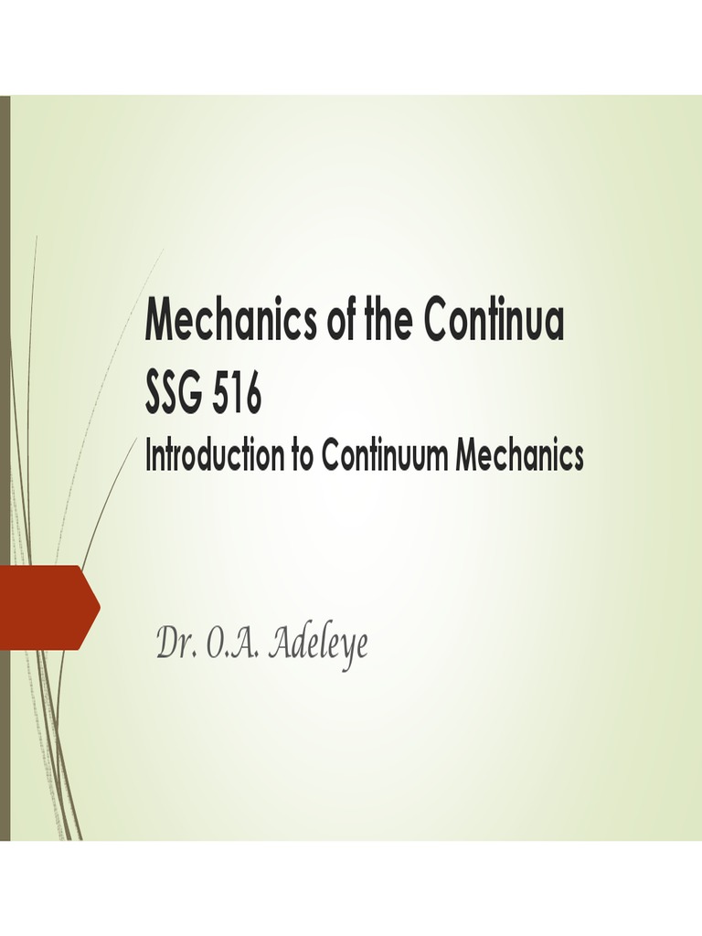 1 Intro To Continuum & Tensors | PDF | Continuum Mechanics | Euclidean Vector