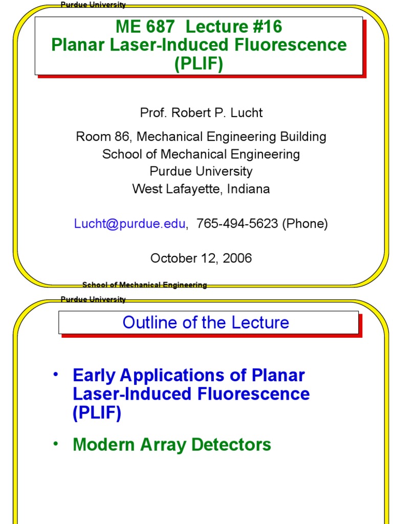 ME 687 Lecture #16 Planar Laser-Induced Fluorescence (PLIF) | PDF ...