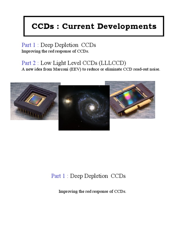 CCDS: Current Developments: Deep Depletion Ccds Low Light Level Ccds ...