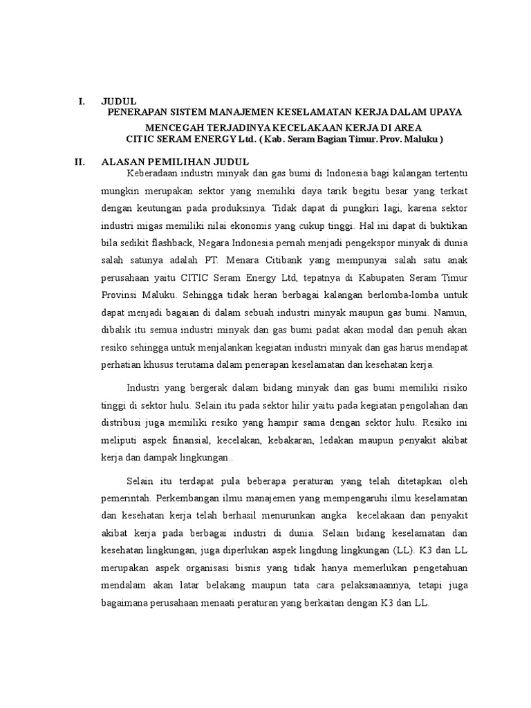 Penerapan Manual SMK3 di CITIC Seram | PDF | Bisnis