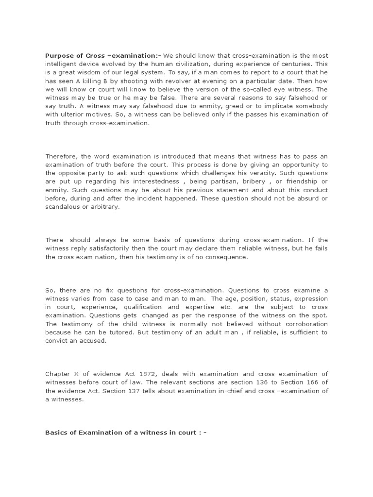 Understanding Cross-Examination Purpose | PDF | Cross Examination | Witness