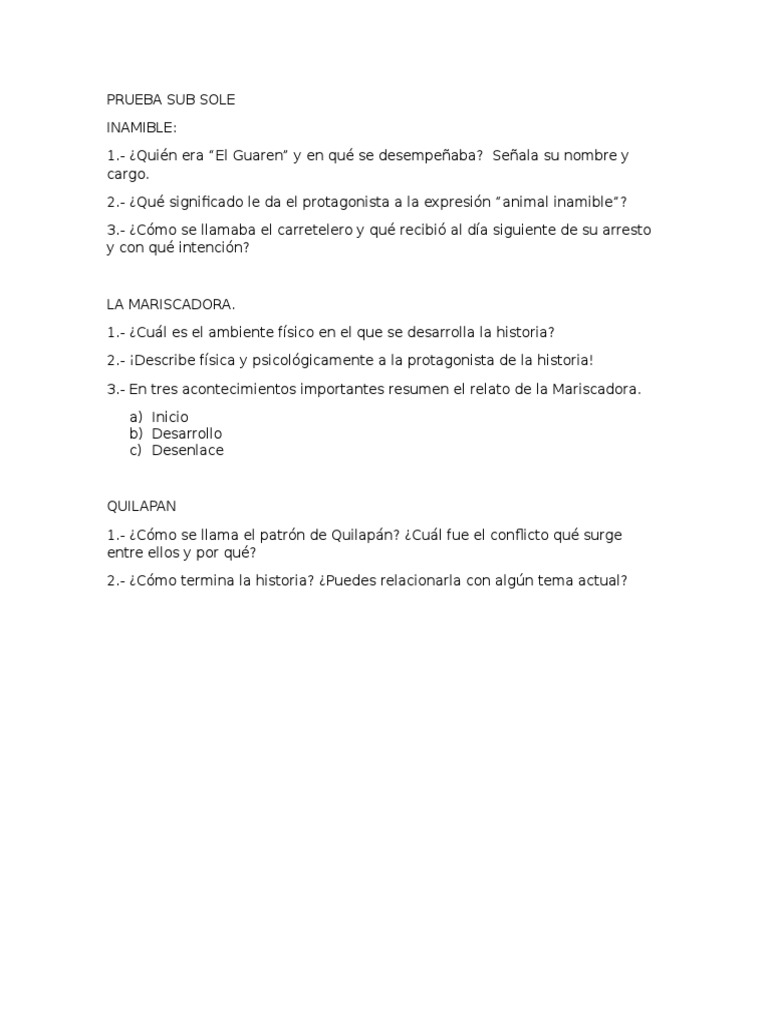 Prueba Sub Sole | PDF