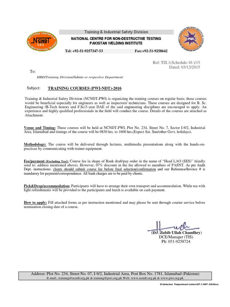 Pwi Schedules+forms-2016 | PDF | Nondestructive Testing | Mechanical ...