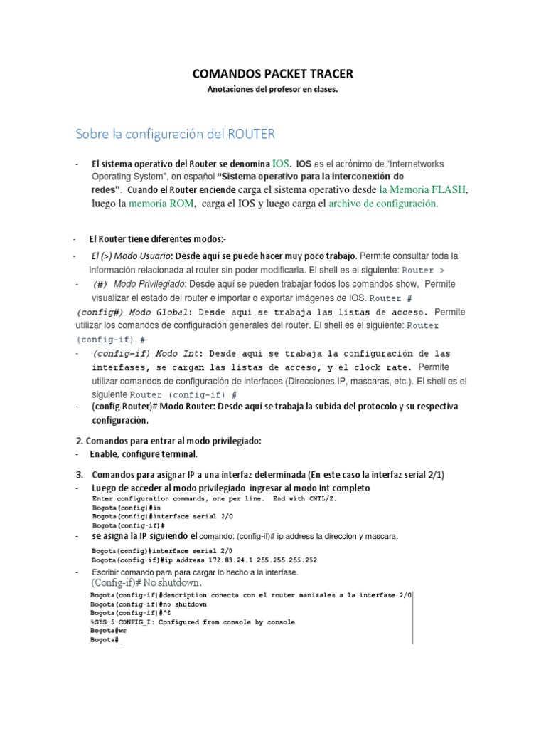 Ejemplos de Codigos Packet Tracer | Descargar gratis PDF | Enrutador (Computación) | Dirección IP