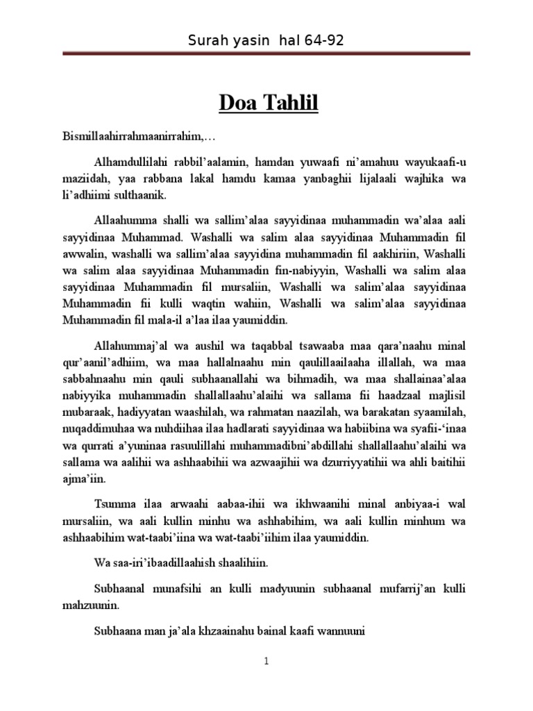 Doa Tahlil | PDF