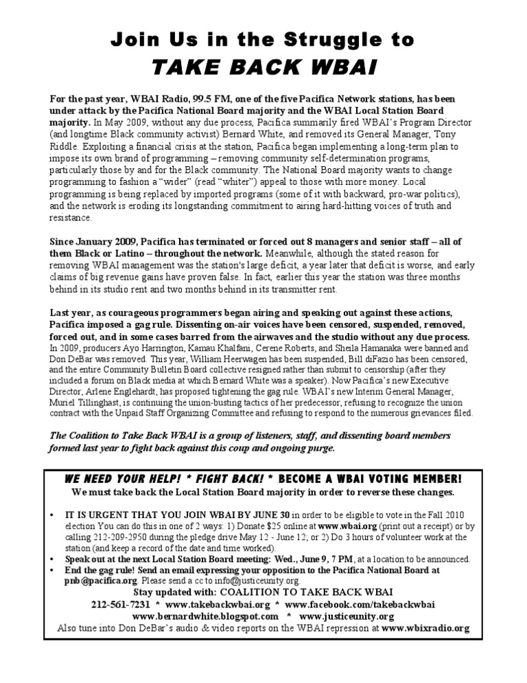 Fight for WBAI's Future | PDF
