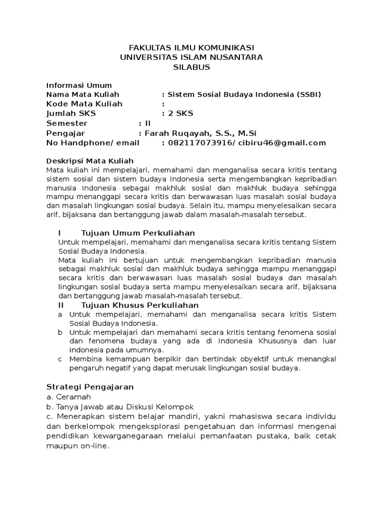 Silabus SSBI | PDF | Ilmu Sosial