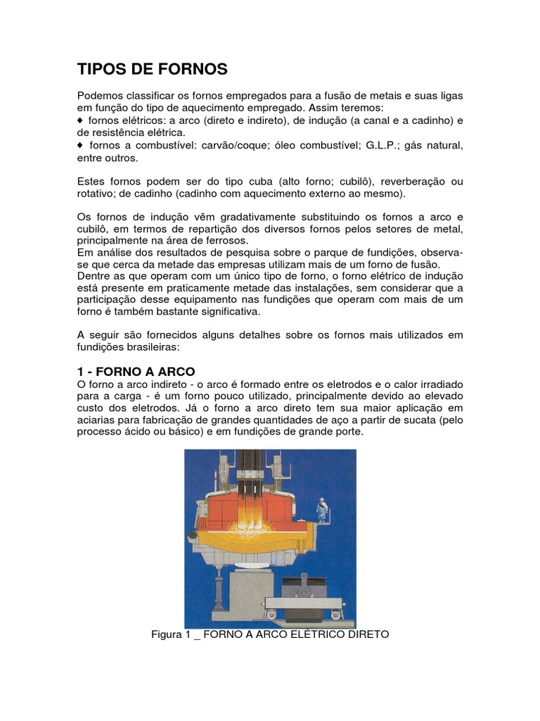 Tipos de Fornos | PDF | Forno | Fundição (metalurgia) Tipos de Fornos | PDF | Forno | Fundição (metalurgia)