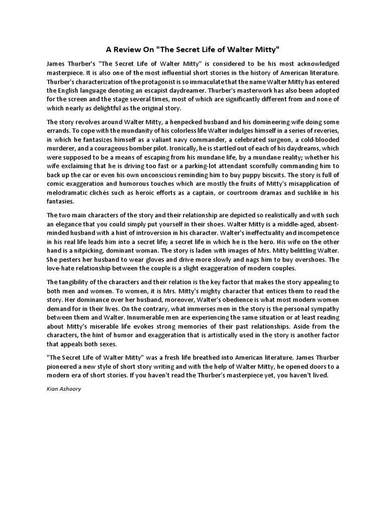 A Review On The Secret Life of Walter Mitty PDF | PDF