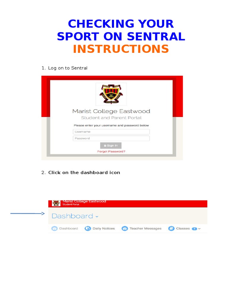 Checking Your Sport On Sentral: Instructions | PDF | Career & Growth ...