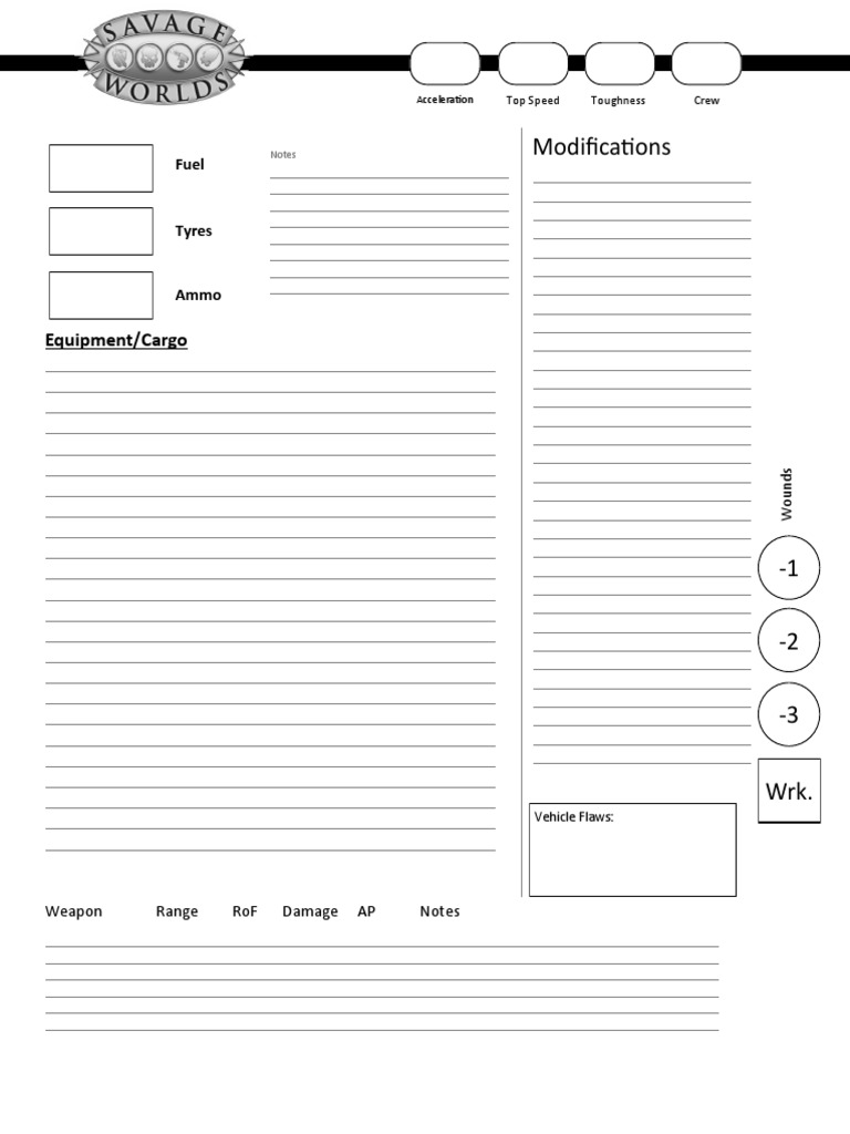 SW Vehicle Sheet | PDF