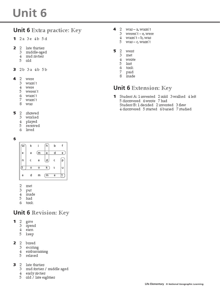 Unit 6: Extra Practice: Key | PDF | Sports & Recreation