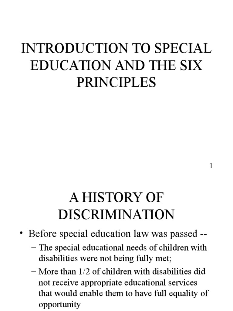 Introduction to Special Education and the Six Principles ...