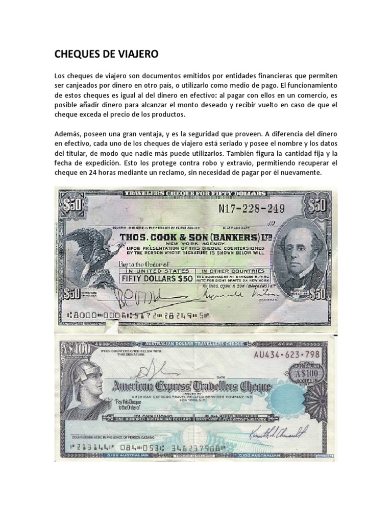 Cheques de Viajero: Seguridad y Uso | PDF