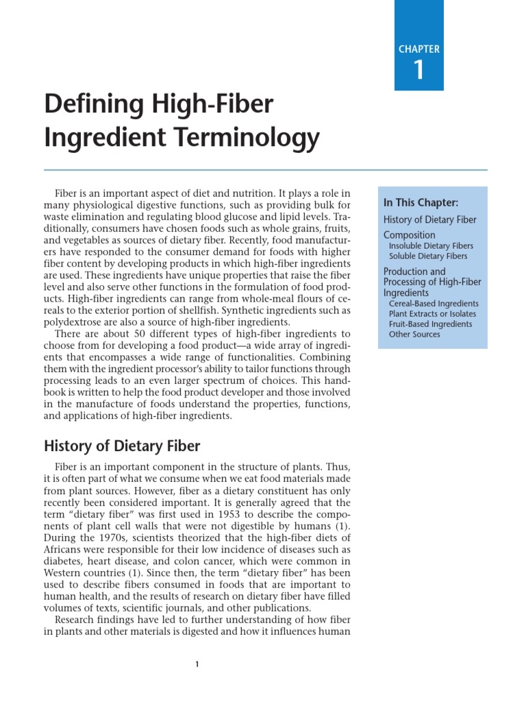 Defining High Fiber Ingredient Terminology Chapter 1 | PDF | Oat ...