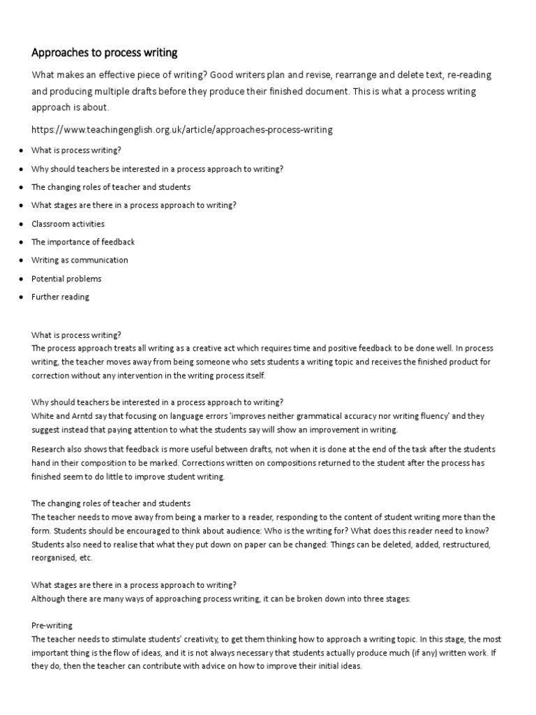 Approaches To Process Writing - Teachingenglish - Org.uk | PDF ...