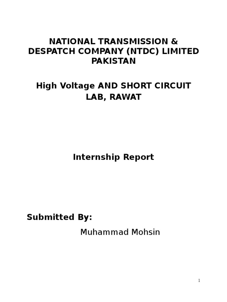 NTDC Internship Report | PDF