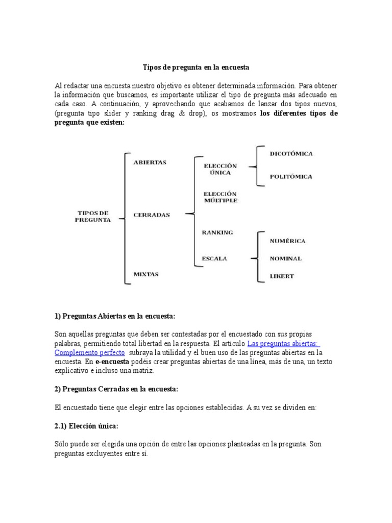 Tipos de Pregunta en La Encuesta | PDF | Escala Likert | Cuestionario