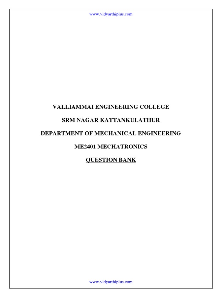 ME2401 Mechatronics QB | PDF | Programmable Logic Controller | Control System