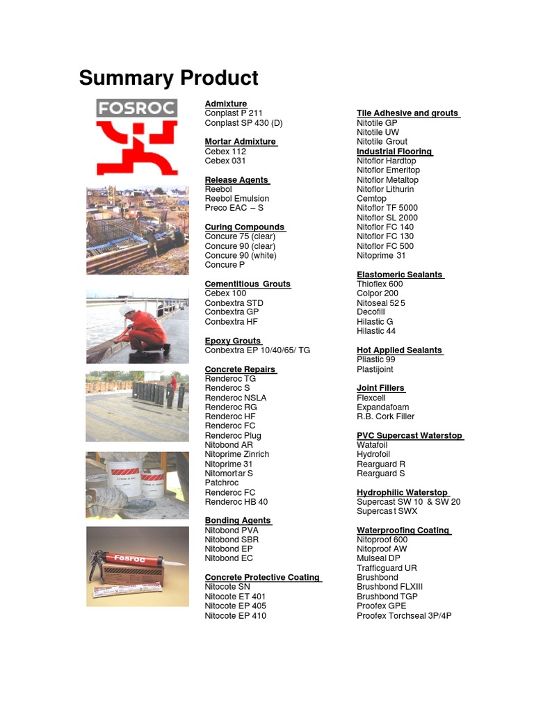 Summary Product Fosroc | PDF