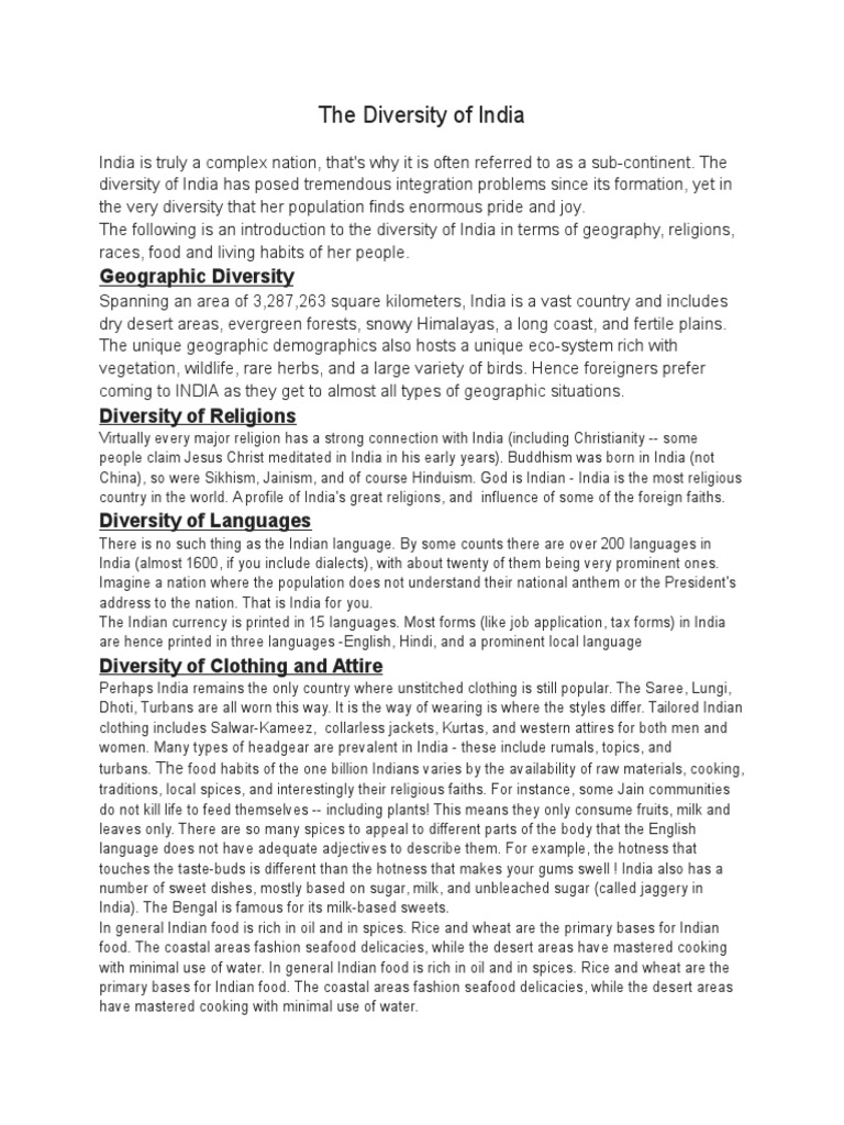 A Land of Diversity: Exploring India's Geographic, Religious ...
