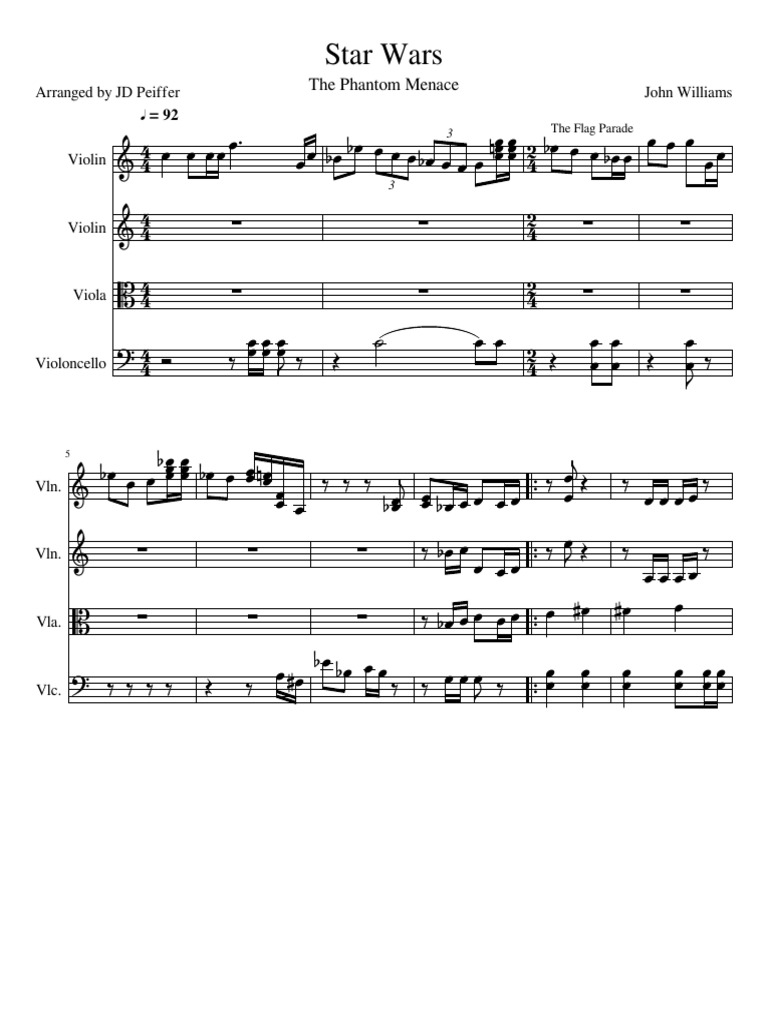 Star Wars Quartet - The Phantom Menace-Parts | PDF | Musical Groups | Musical Instruments