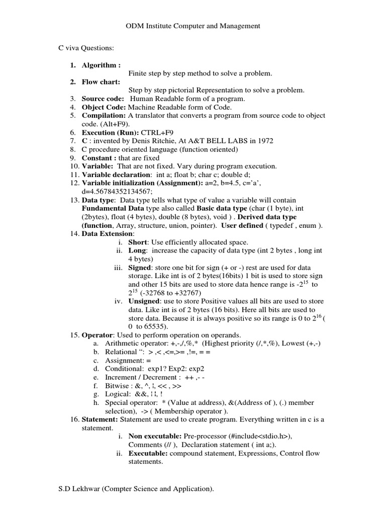 C Viva Questions Download Free Pdf Subroutine C Programming Language 
