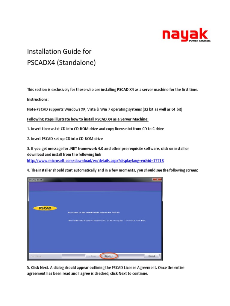 PSCAD X4 Server Install Guide | PDF | Windows Vista | Installation (Computer Programs)