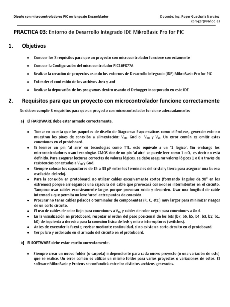 P03 IDE MikroBasic PDF | PDF | Microcontrolador | Lenguaje de programación