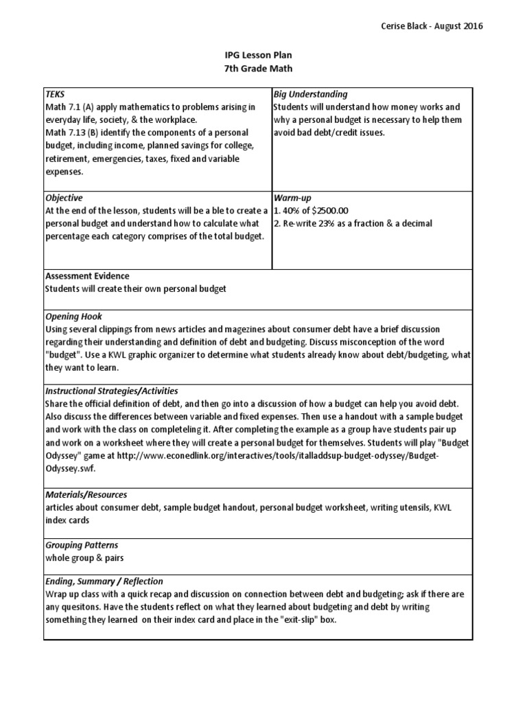 1 Ipg Lesson Plan | PDF