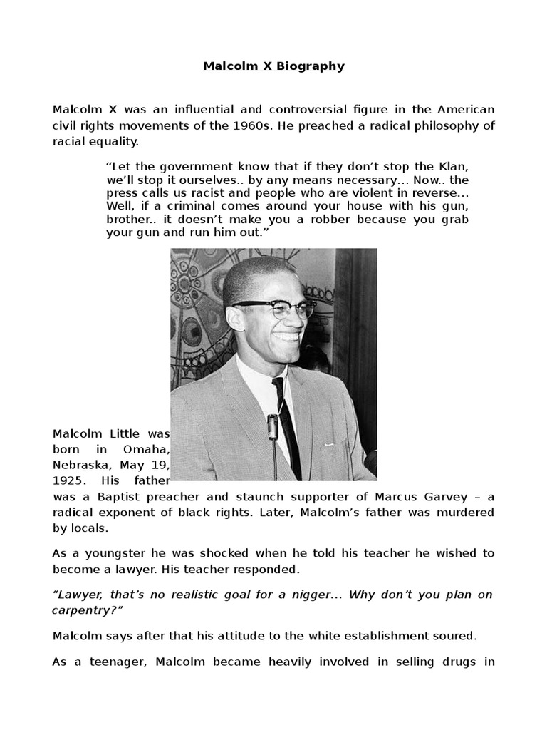 Malcolm X Biography Malcolm X African American Civil Rights Movement 19541968