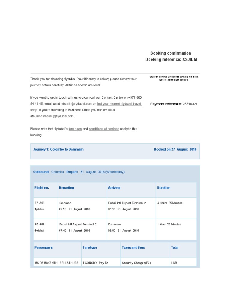 Booking confirmation.docx | Baggage | Transport