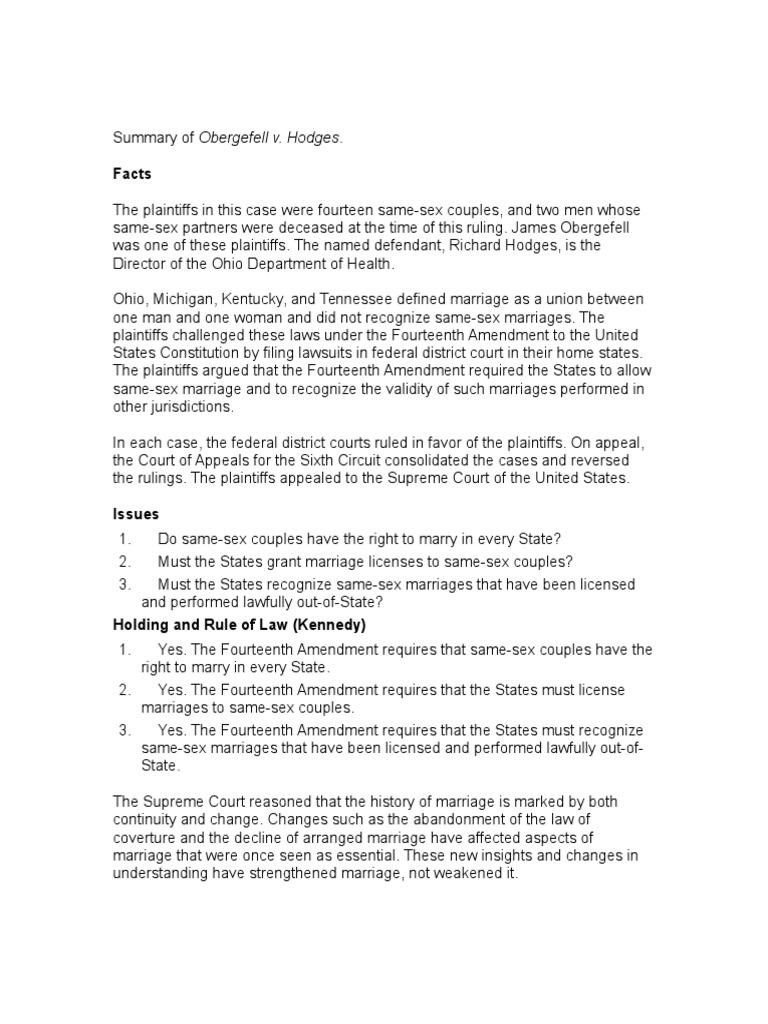 case3 | Obergefell V. Hodges | Same Sex Marriage In The United States