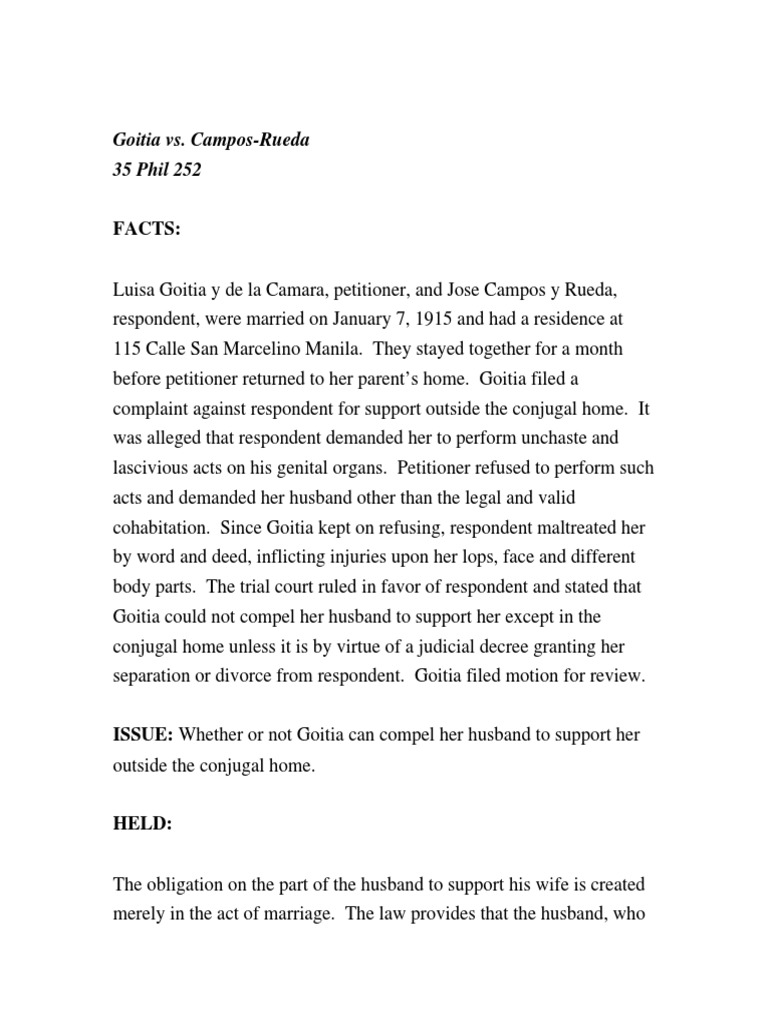 Goitia vs. Campos Rueda 35 Phil 252 | PDF