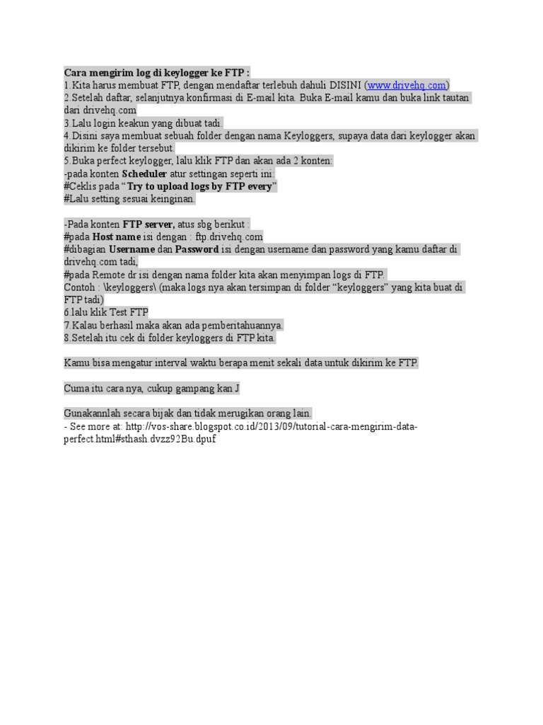 Cara Mengirim Log Di Keylogger Ke FTP | PDF