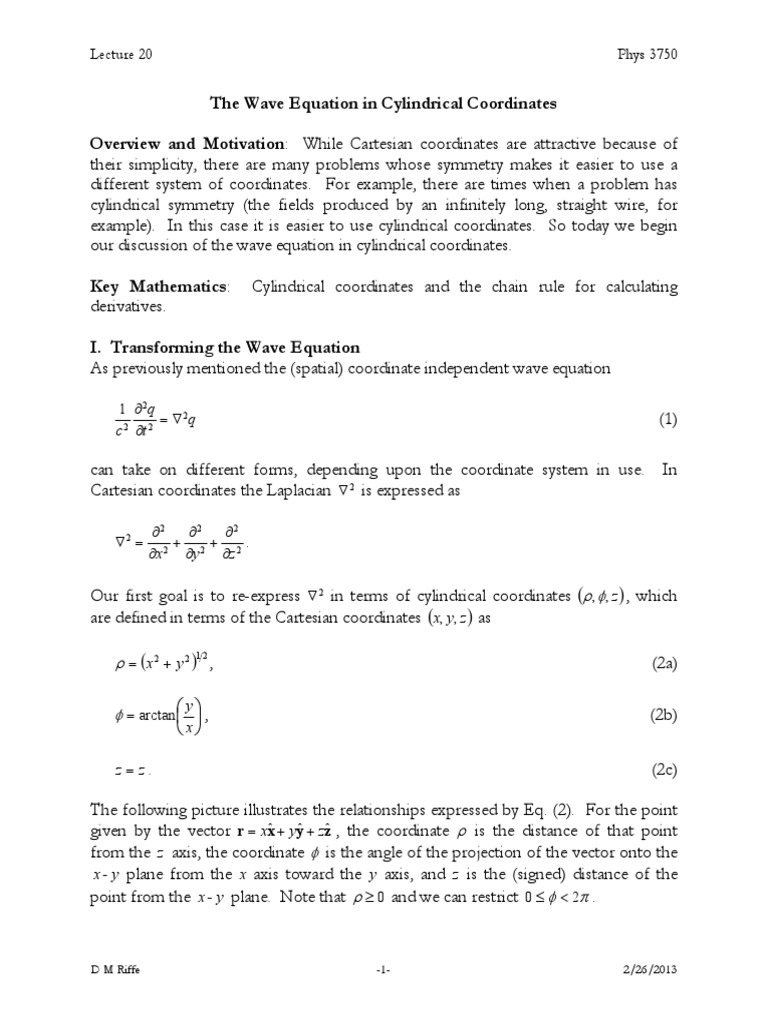 The Wave Equation in Cylindrical Coordinates | PDF