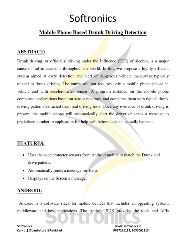 Mobile Phone Based Drunk Driving Detection System PDF | PDF ...