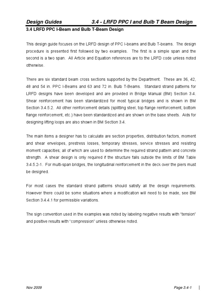 3.4 LRFD PPC I Design | PDF | Beam (Structure) | Strength Of Materials