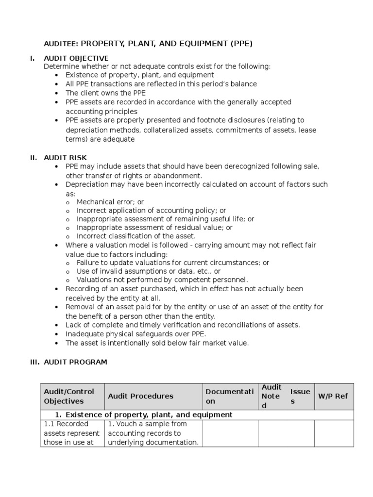 PPE Audit | PDF | Depreciation | Audit