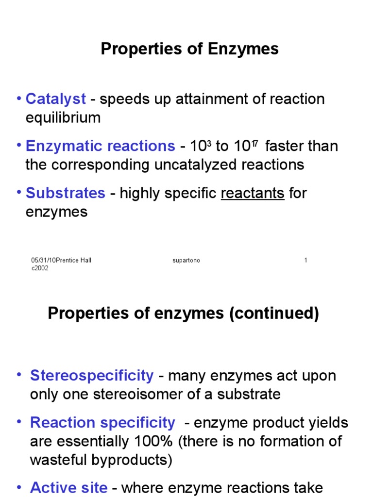 Enzyme Properties & Kinetics | PDF | Cofactor (Biochemistry) | Enzyme ...