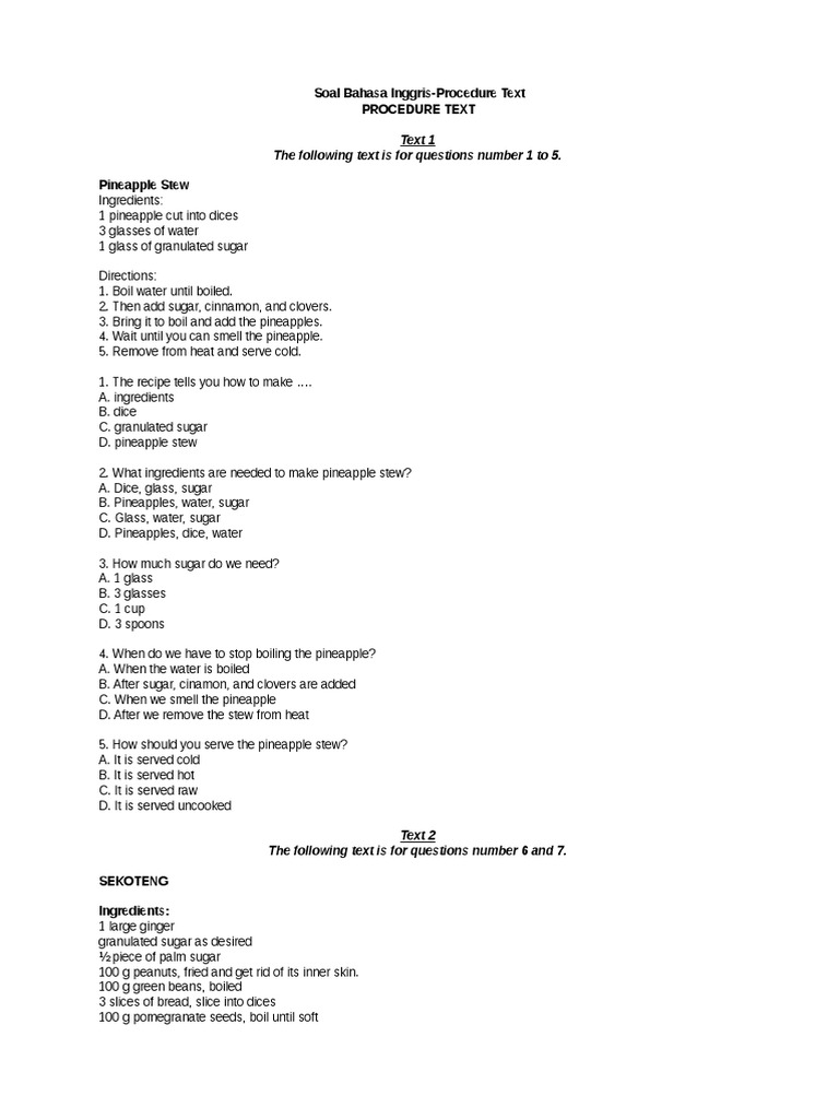 Soal Bahasa Inggris Procedure Text | PDF | Icon (Computing) | Baking Powder