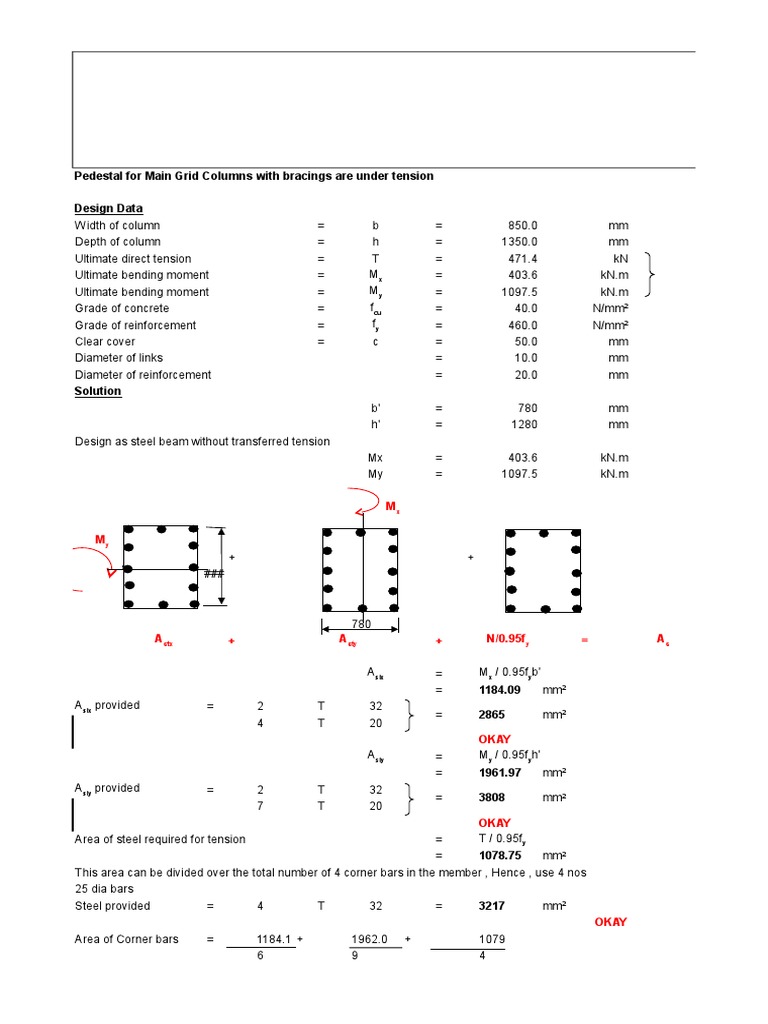 Pedestal For Main Grid Columns With Bracings Are Under Tension Design ...