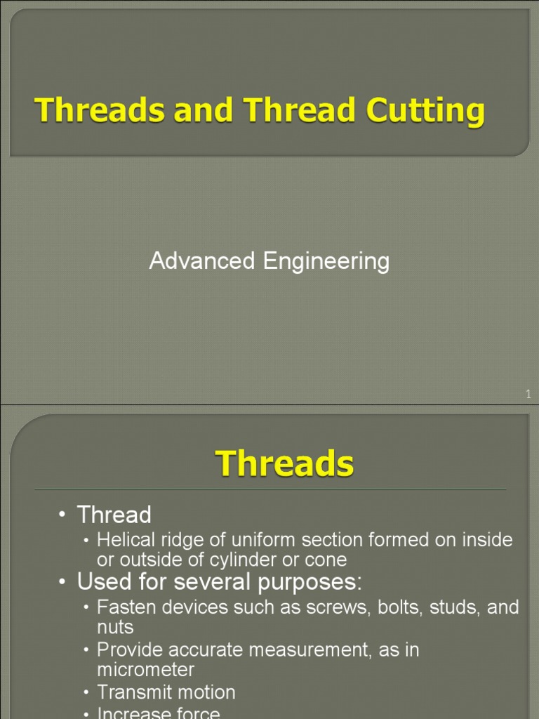 Thread Types and Terminology Guide | PDF | Machining | Screw