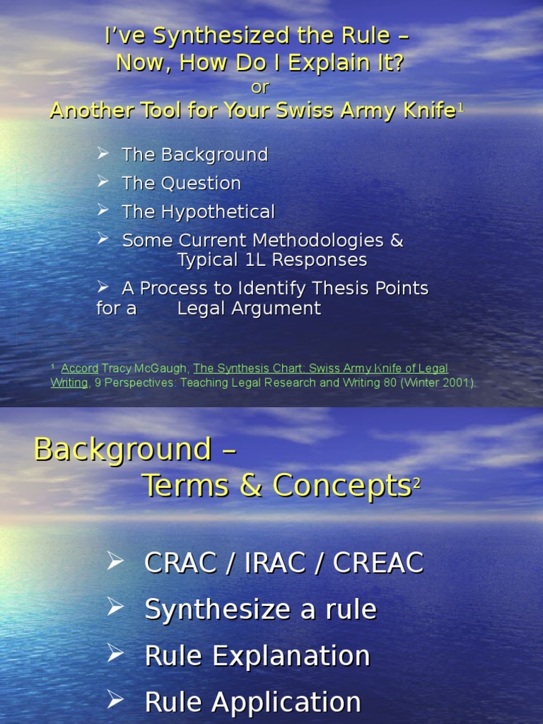 Legal Rules CREAC/IRAC | PDF | Thesis | Argument